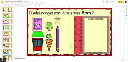 Je mesure en cm et mm: Google Slides™ by Mme Bock | TPT