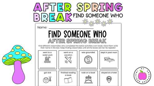 After Spring Break Activity - Find Someone Who Editable | TPT