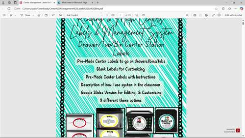 Center Labels - Center Signs - Classroom Organization Labels ( PDF ...