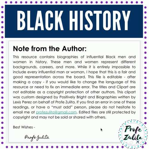 English Black History Month Readings | 16 Black History Biographies ...