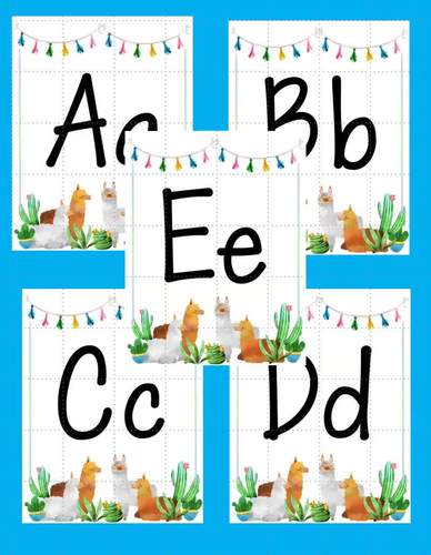 Alphabet Posters Llamas - Llama Theme Classroom Print, Cursive & Print ...