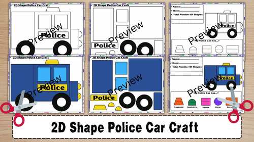 2D Shape Police Car Craft | Community Helper Math Activity | Cut, Paste ...