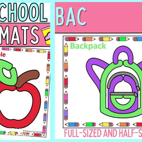 Back to School Playdoh Activity Mats Preschool Kindergarten playdough