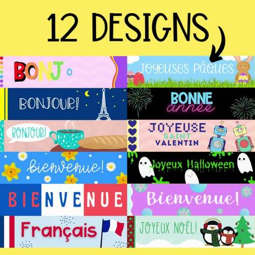 Animated French Google Classroom headers banners by Wonder at the World