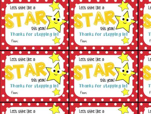 Star Stress Ball/ Highlighter/ Pen/ Starburst Open House Gift Tag- Let ...