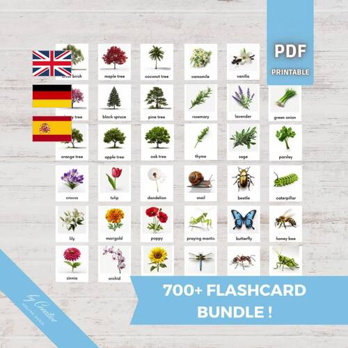 BIOLOGY NATURE Bundle • 855 Montessori Flash Cards • Printable Language ...