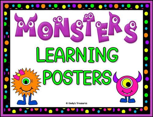 Monsters Learning Posters: Alphabet, Numbers, Colors & Shapes | TPT