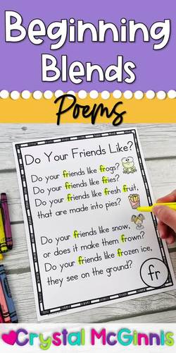 Blends Poems for Shared Reading | 20 Beginning Blends Poems | Blends ...