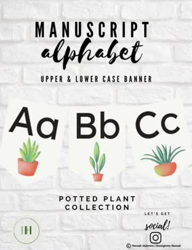 Manuscript Alphabet Banner | Potted Plant Collection by Homegrown Hannah