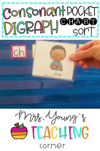 Literacy Center: Consonant Digraph Picture & Word Pocket Chart Sort