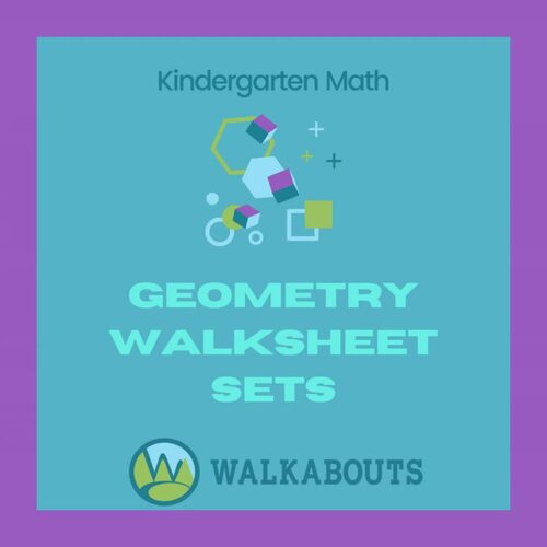 Kindergarten Math Geometry Walksheet Worksheets with Movement Bundle