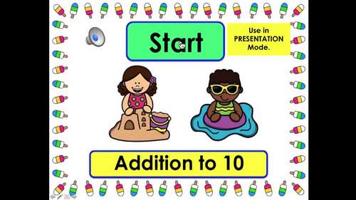 PowerPoint GAME Addition to 10 Summer 56 Facts Digital Center Summer School