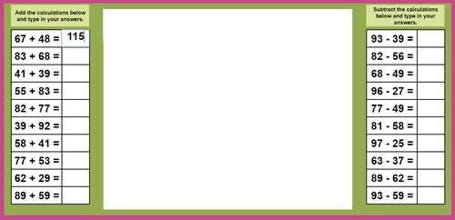 Mystery Digital Pixel Art NO PREP - UFO 2-digit Addition and Subtraction