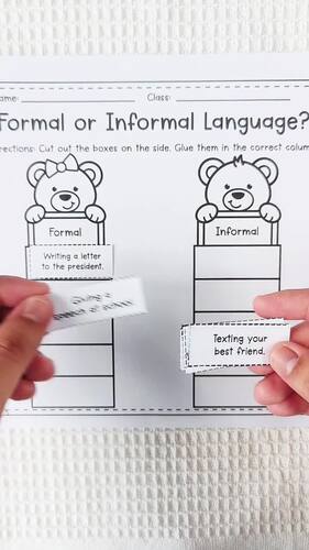 Formal and Informal Language – Cut and Paste Sorting Activity | TPT