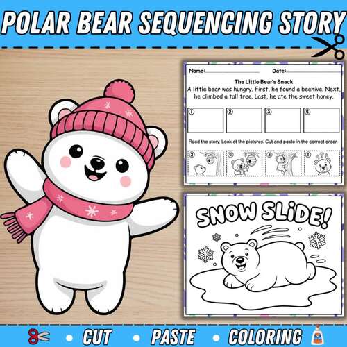 Winter Sequencing Story & Coloring | Winter Science Activity For k - 3nd