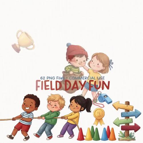 Field Day Clipart Bundle | School Sports Day Games PNGs | PE Activities