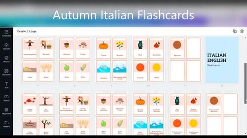 AUTUMN ITALIAN FLASH CARDS | Fall Season Italian flashcards Autumn Autunno