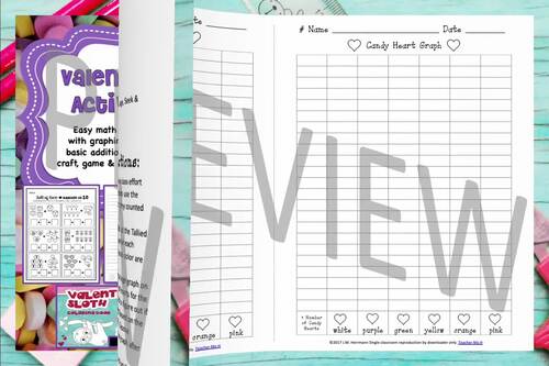Valentine's Day Activity Pack: Graphing Candy Hearts, Math, Game, Craft ...