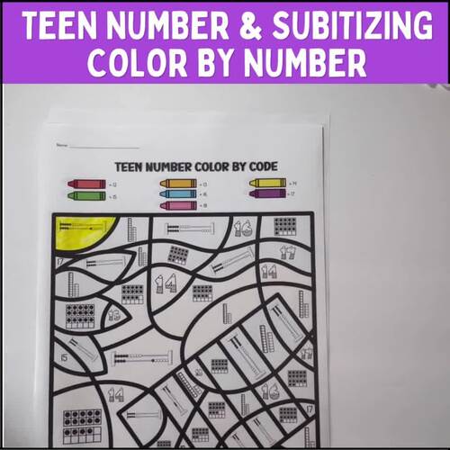 Summer Color by Number - Counting to 20 Teen Numbers and Subitizing ...