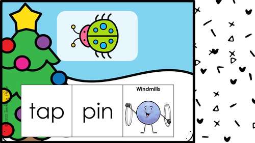 CVC Word Reading Brain Break Click and Move Christmas PowerPoint