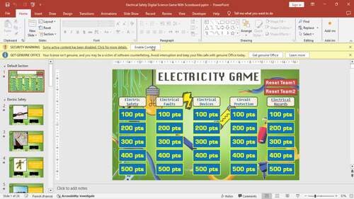 Electrical Safety: Printable and Digital Science Game With Scoreboard ...