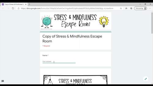 Stress Management and Mindfulness Escape Room Activity | TPT