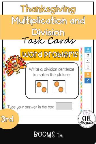 Thanksgiving Multiplication and Division Boom Cards by City Girl Resources