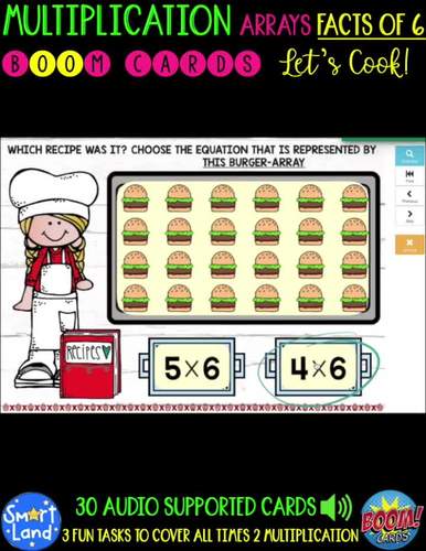 Multiplication with Arrays Facts of 6 digital cards | Cooking Fun