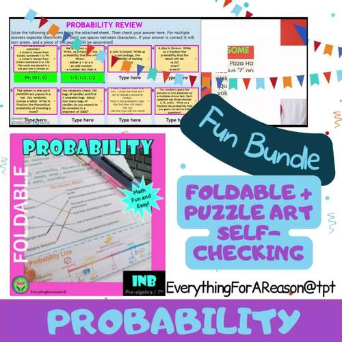 Probability Fun Bundle: Foldable + Digital Puzzle Art Self-checking