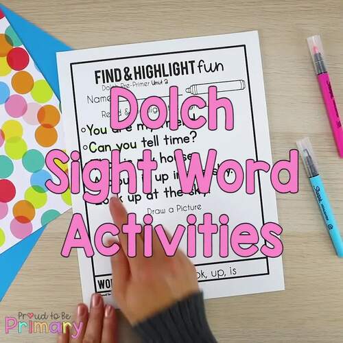 Dolch Pre Primer Kindergarten Sight Words List Activities Worksheets ...