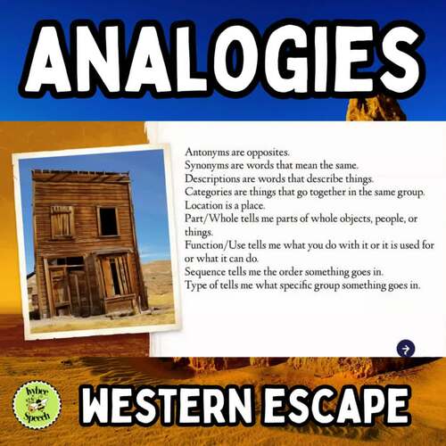 Analogies Language Western-Themed Digital Escape Room for ELA & Speech ...