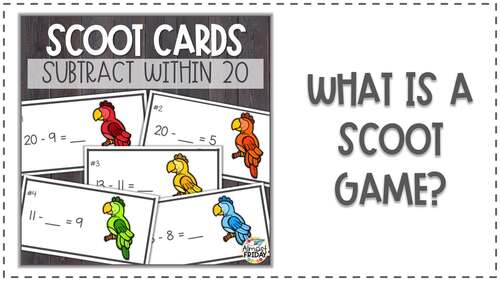 Subtract Within 20 Scoot Game | Task Cards by Almost Friday | TPT