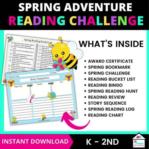 Spring Adventure Reading Challenge K-2nd Grade, Spring Activity | TPT