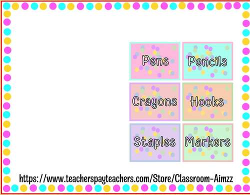 Pastel Polka Dots Student Name Labels, Student Name plates, Classroom ...