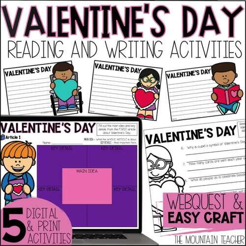 Valentine's Day Reading Comprehension Activities Webquest & Writing Craft