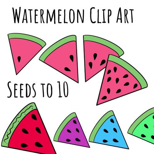 Watermelon Clip Art and Counting Seeds to 10 with Rainbow Colors Junk Food