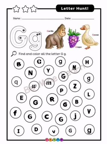 Alphabet Hunt Worksheets for Kindergarten by Be Mine LEARN | TPT