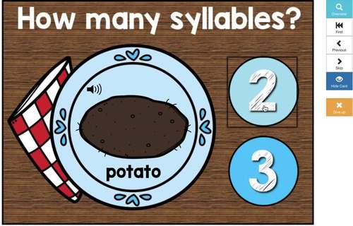 Counting Syllables Boom Cards with 2 or 3 Syllables | TPT