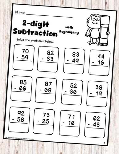 Back To School 2 Digit Subtraction Within 100 WITH Regrouping | Math ...