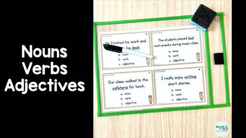 Back to School Parts of Speech Task Cards for Grammar & Language Therapy