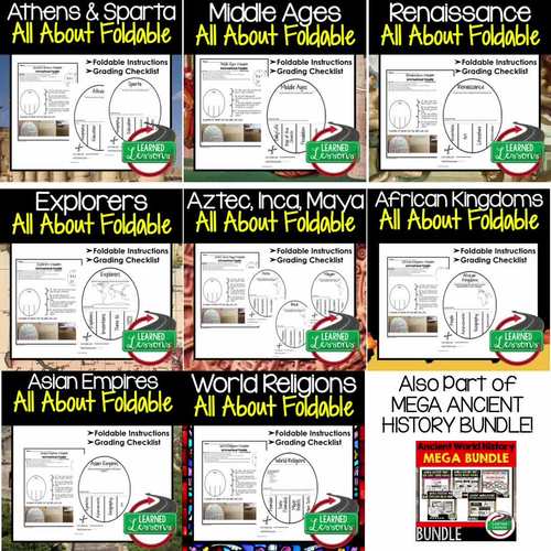 World History Activities, All About Foldable (Interactive Notebook) BUNDLE
