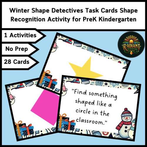 Winter Shape Detectives Task Cards Shape Recognition Activity for PreK to K
