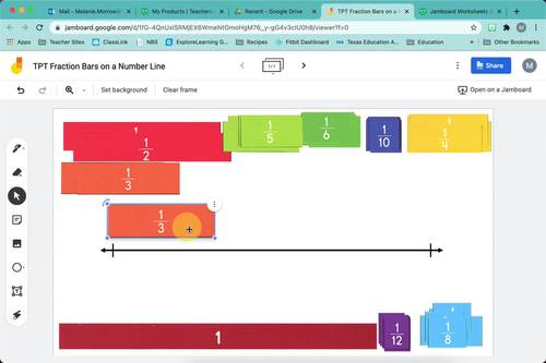 Jamboard: Fraction Bars on a Number Line by Learning With Ugoletti