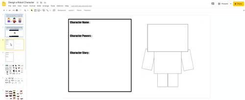 Google Slides Design Activity : Robot Toy Character by Studio Emplay