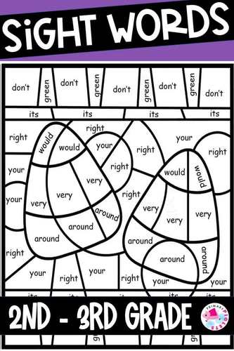 Halloween Color by Code Sight Words Second & Third Grade Coloring ...