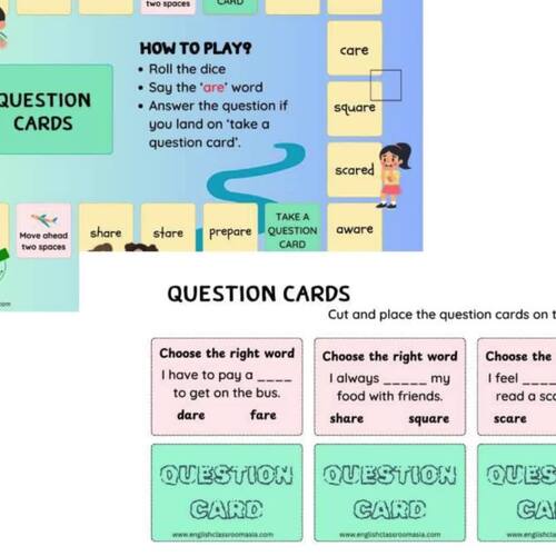 Decodable Words Phonics /are/ Board Game ESL CVC Assessment | TPT