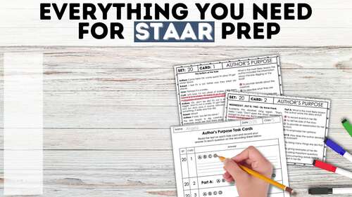 STAAR Author's Purpose Quiz & Task Cards Author's Message Opinion Point ...