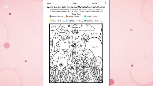 Spring Garden Color by Number – Multiplication Facts Practice (1–12 ...