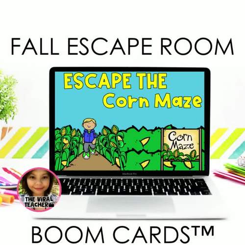 1st Grade Math Fall Digital Escape Room Activity Boom Cards™ Game