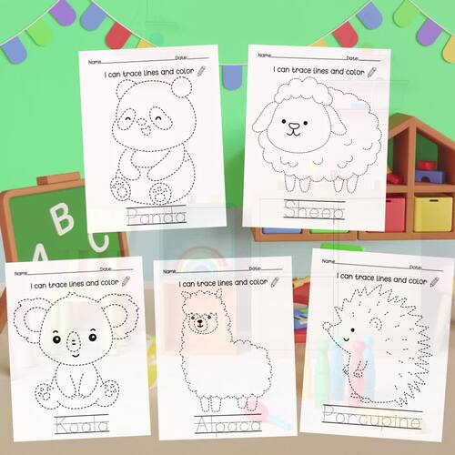 Animal Line Tracing Practice for Preschool Kindergarten, Fine Motor ...
